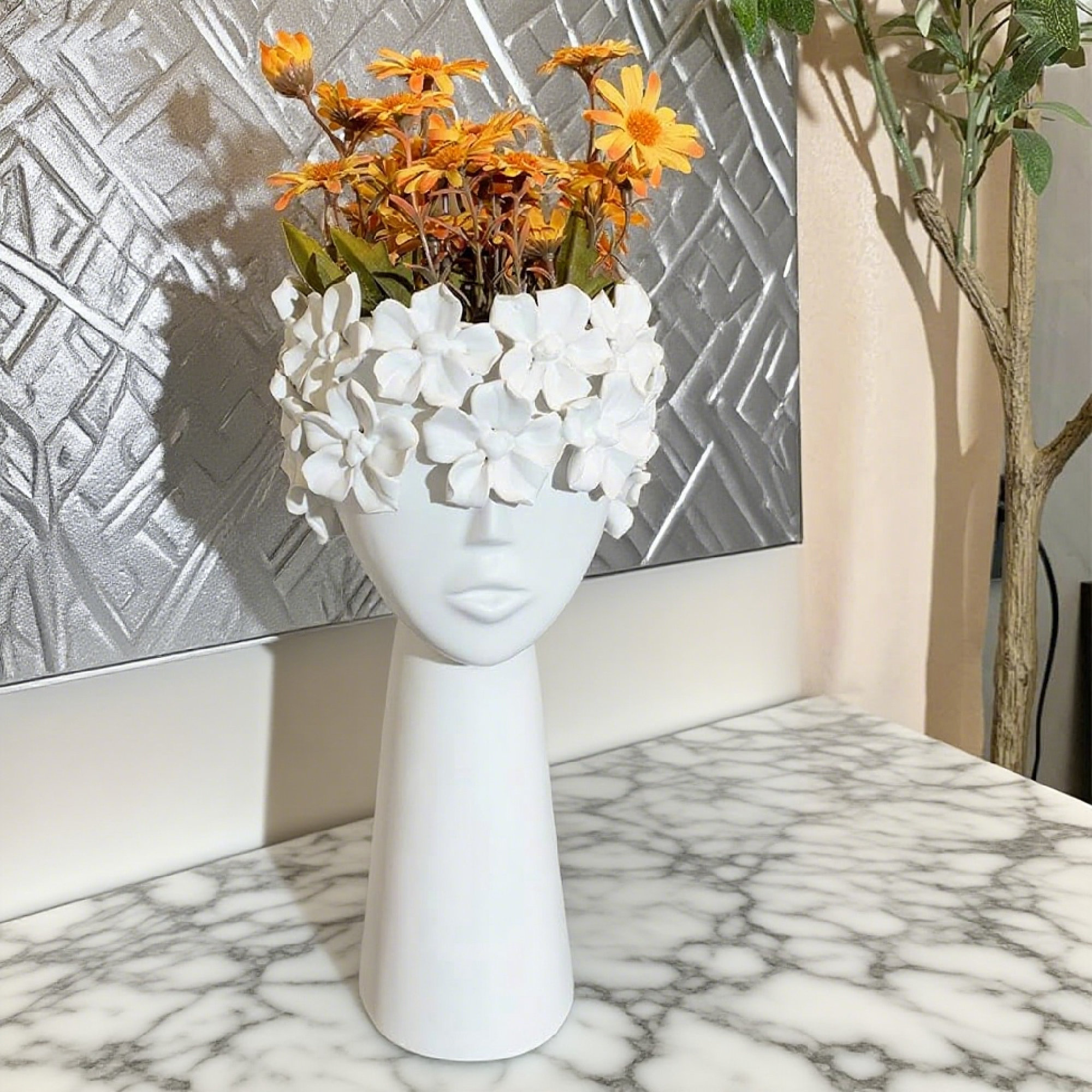 Lark Manor™ Elegant Ceramic Head Sculpture Vase, Unique White Female ...