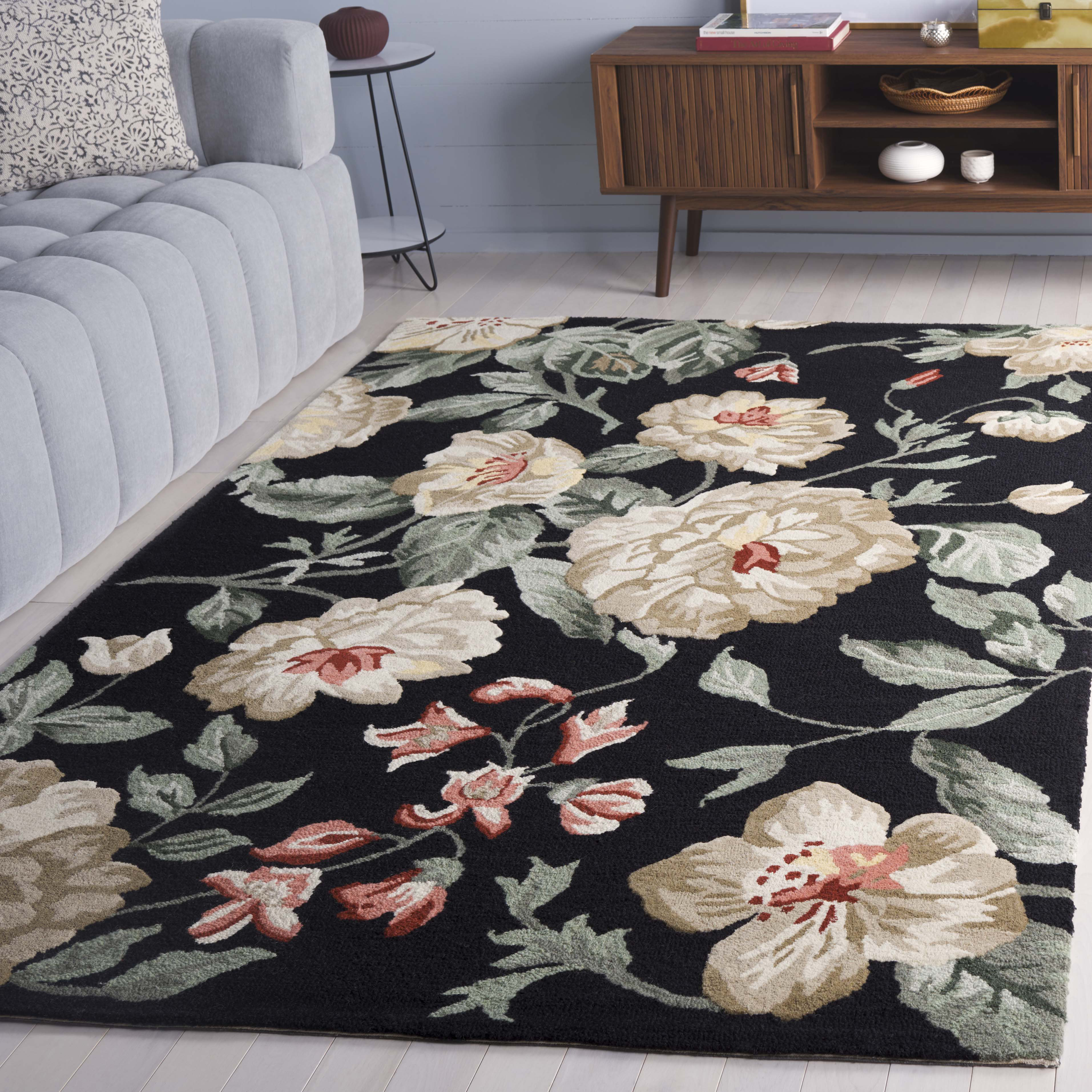 Red Barrel Studio® Jardin 275 Hand Tufted Indian Wool Pile Floral Rug ...