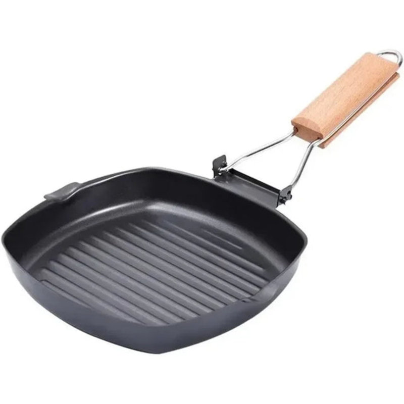 Tex-Line Trade Foldable Portable Carbon Steel Frying Pan with Wooden ...