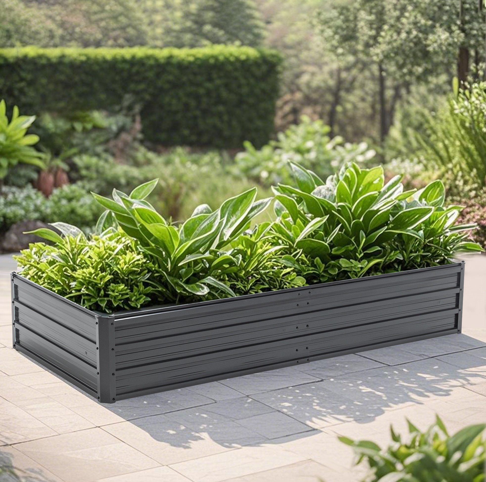 Arlmont & Co. 6x3x2 FT Metal Raised Garden Bed Outdoor Reinforced ...