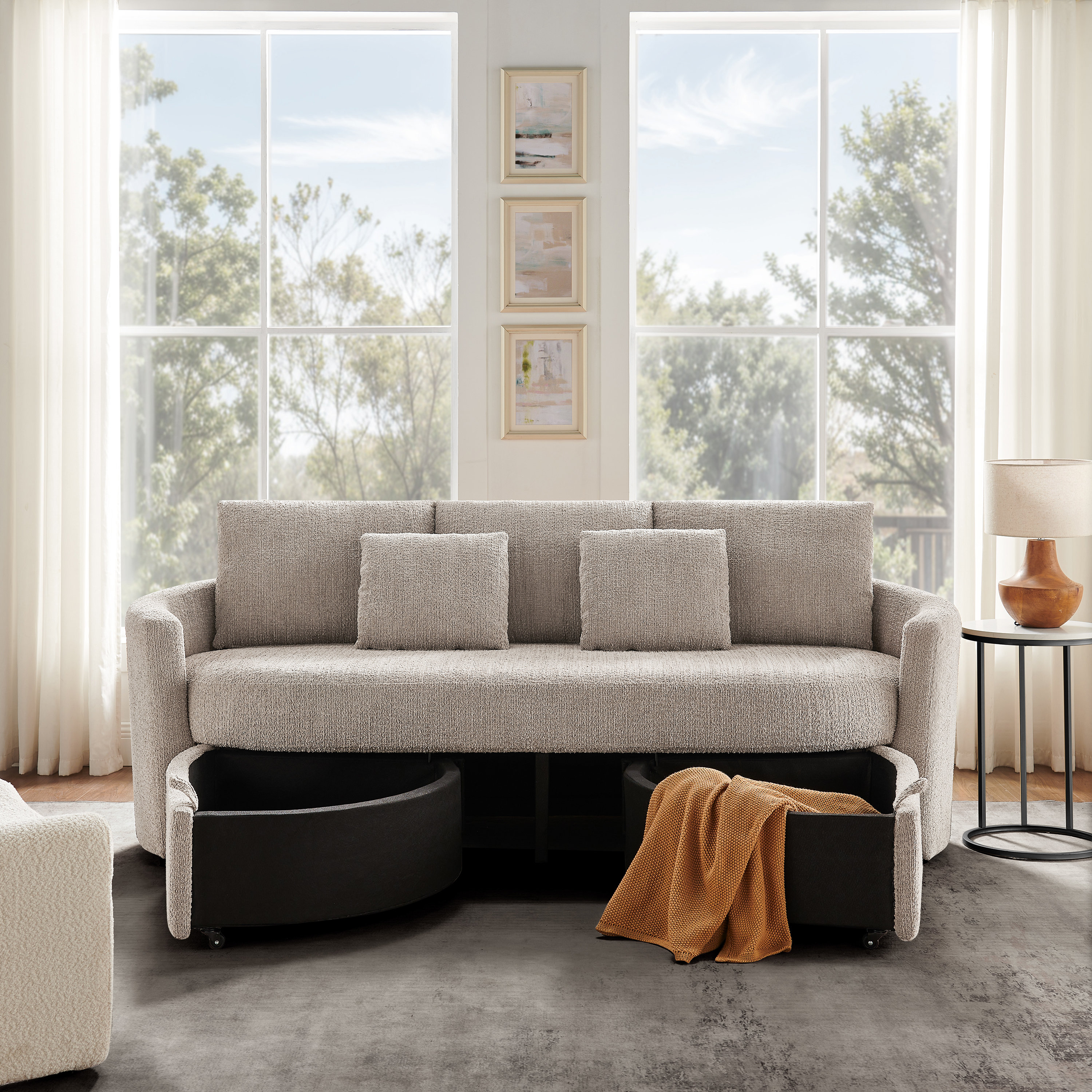 Latitude Run® Bennet Storage Sofa 92” Modern Farmhouse Curved Arm Easy ...