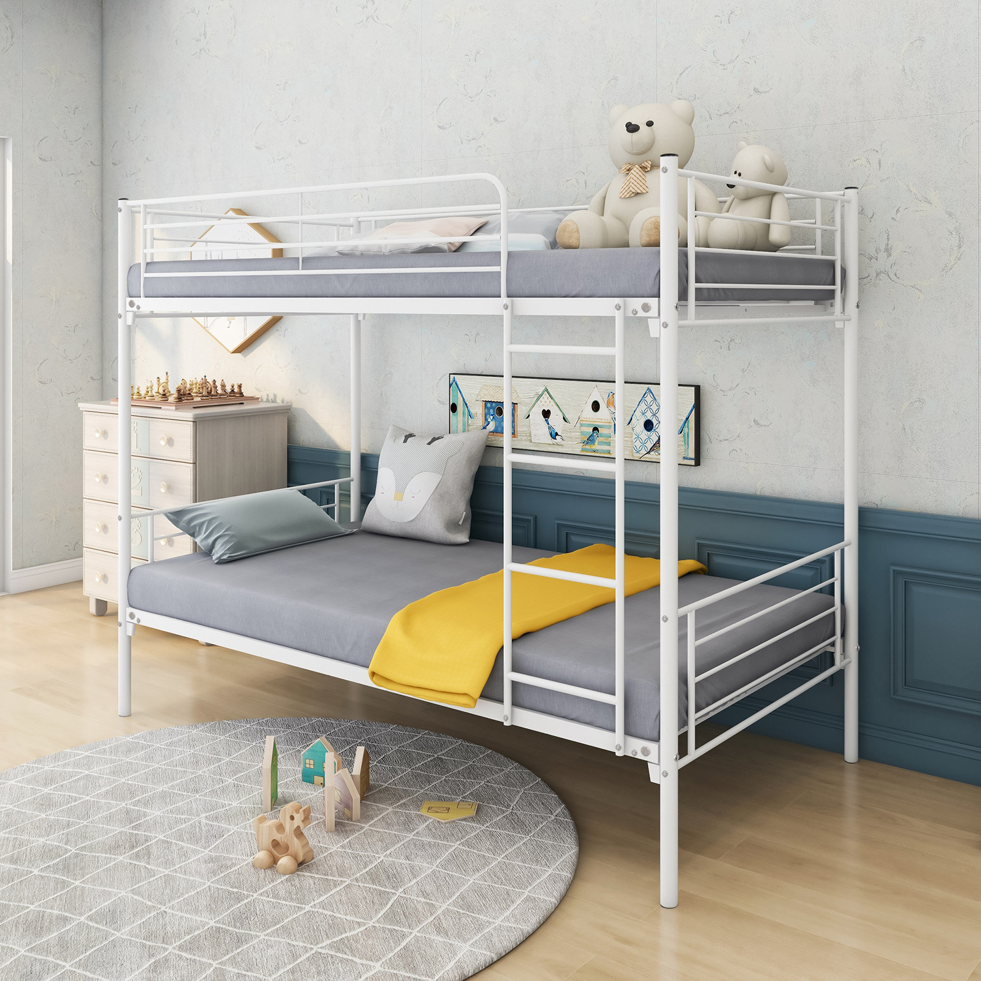 Isabelle & Max™ Twin Over Twin Bunk Bed, Metal Frame With Ladder | Wayfair