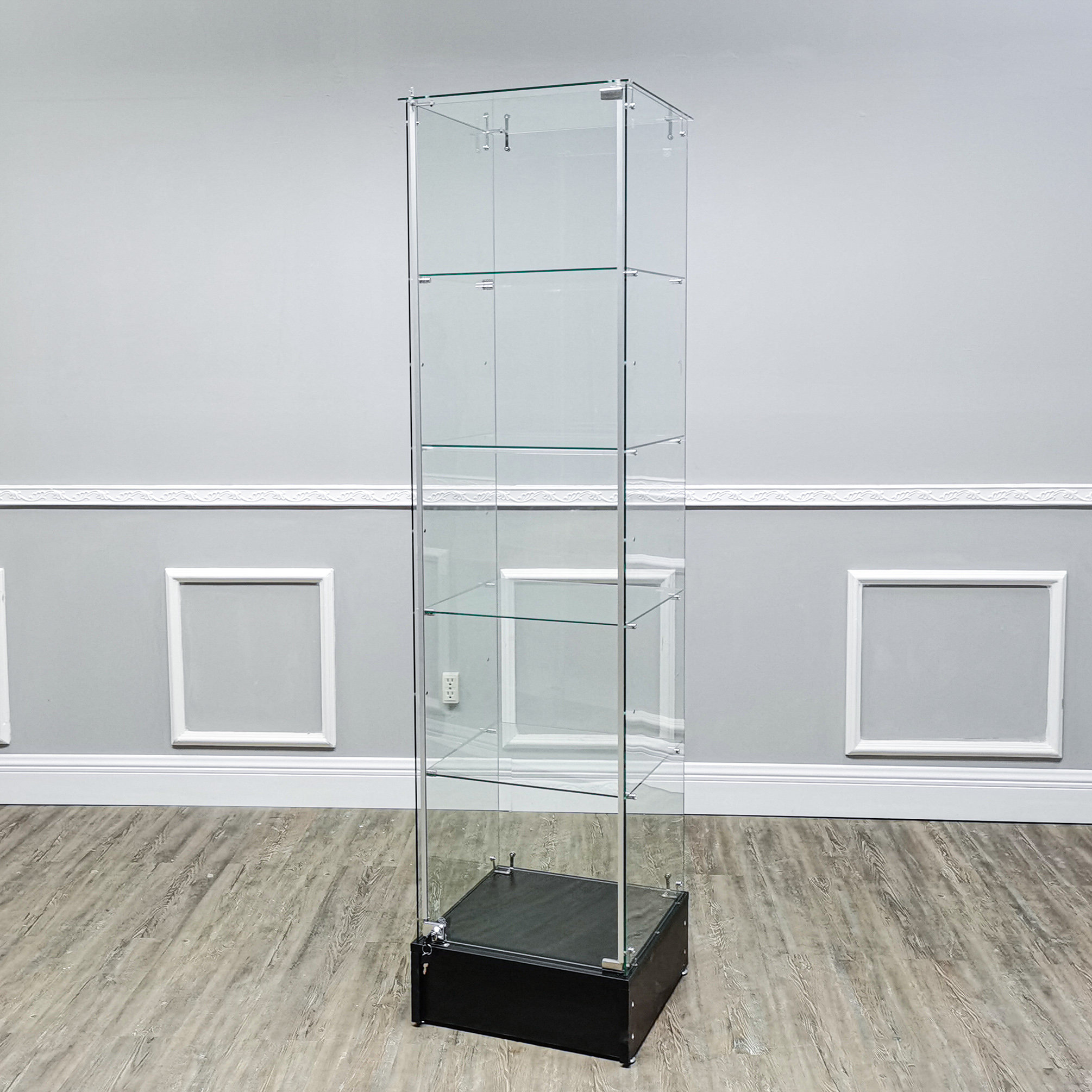 FixtureDisplays 18.1X18.1X72.5" Glass Showcase Display Tower Cabinet 5 ...