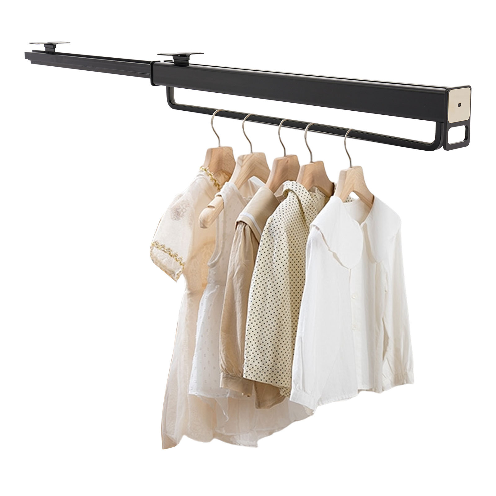 Latitude Run® Pull-Out Rod Closet Clothes Hanger Rail For Closets ...
