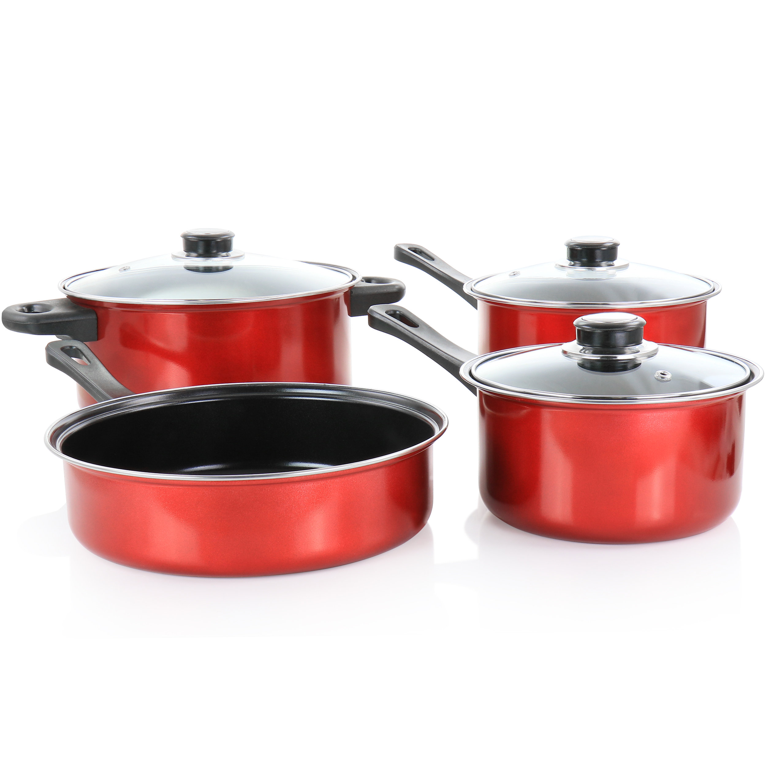 Gibson Everyday Cardinal 7 Piece Nonstick Steel Cookware Set In Red ...