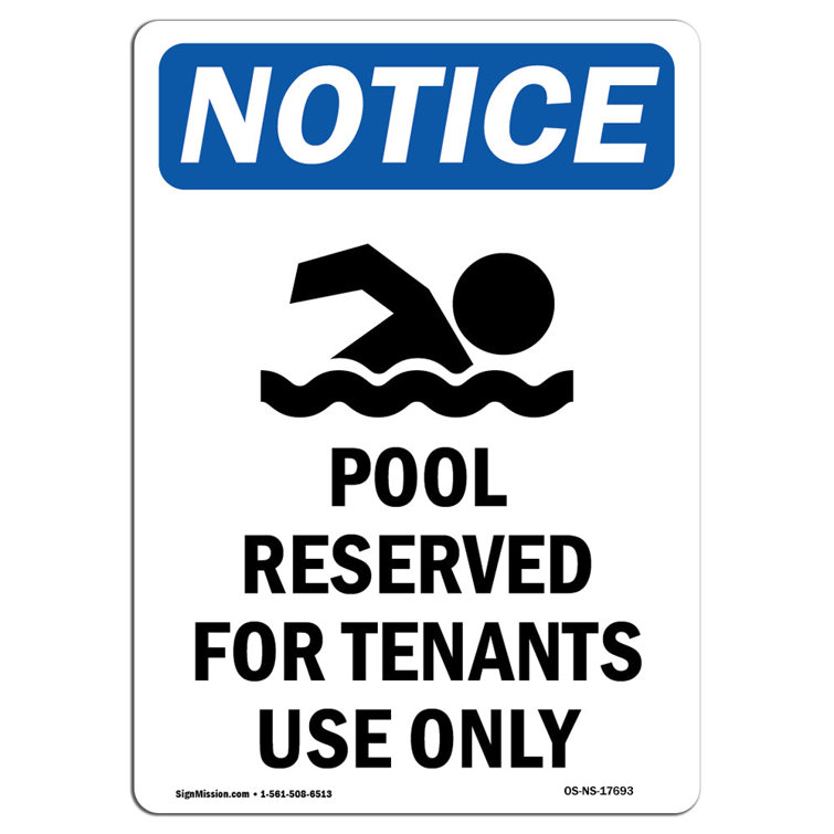 SignMission Pool Reserved for Tenants Sign with Symbol | Wayfair