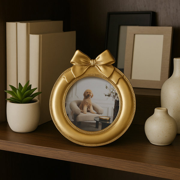 House of Hampton® Graceful Bow Photo Frame - Round Decorative Picture ...