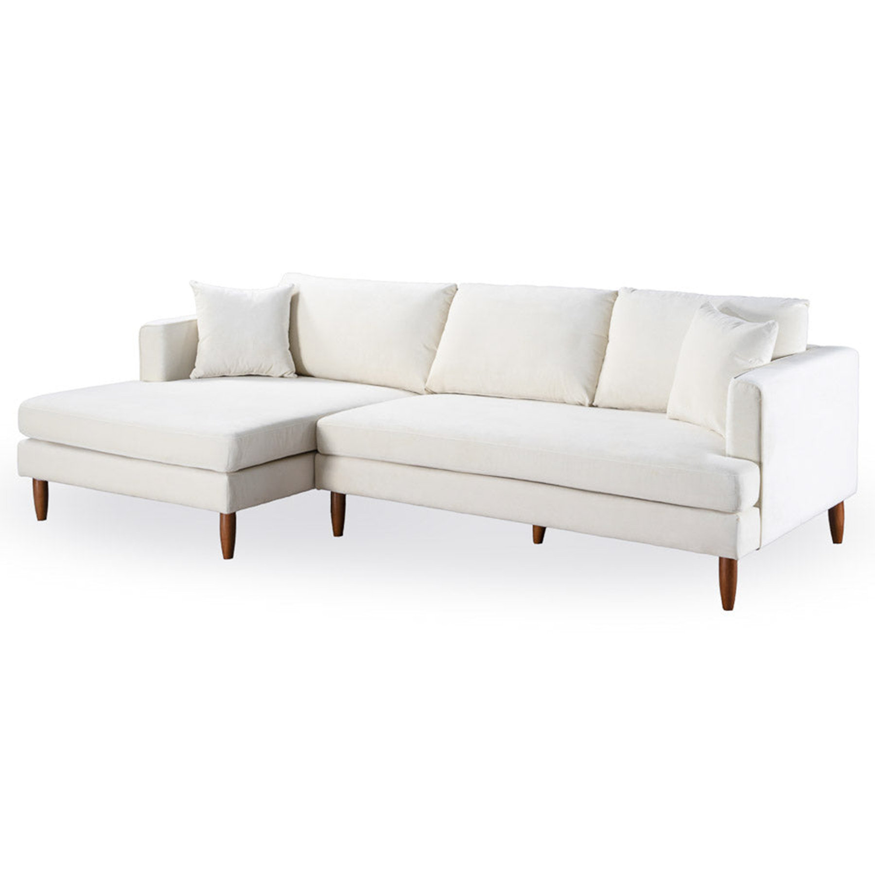 Hokku Designs Blake L-Shaped Cream Velvet Sectional Sofa Left Facing ...