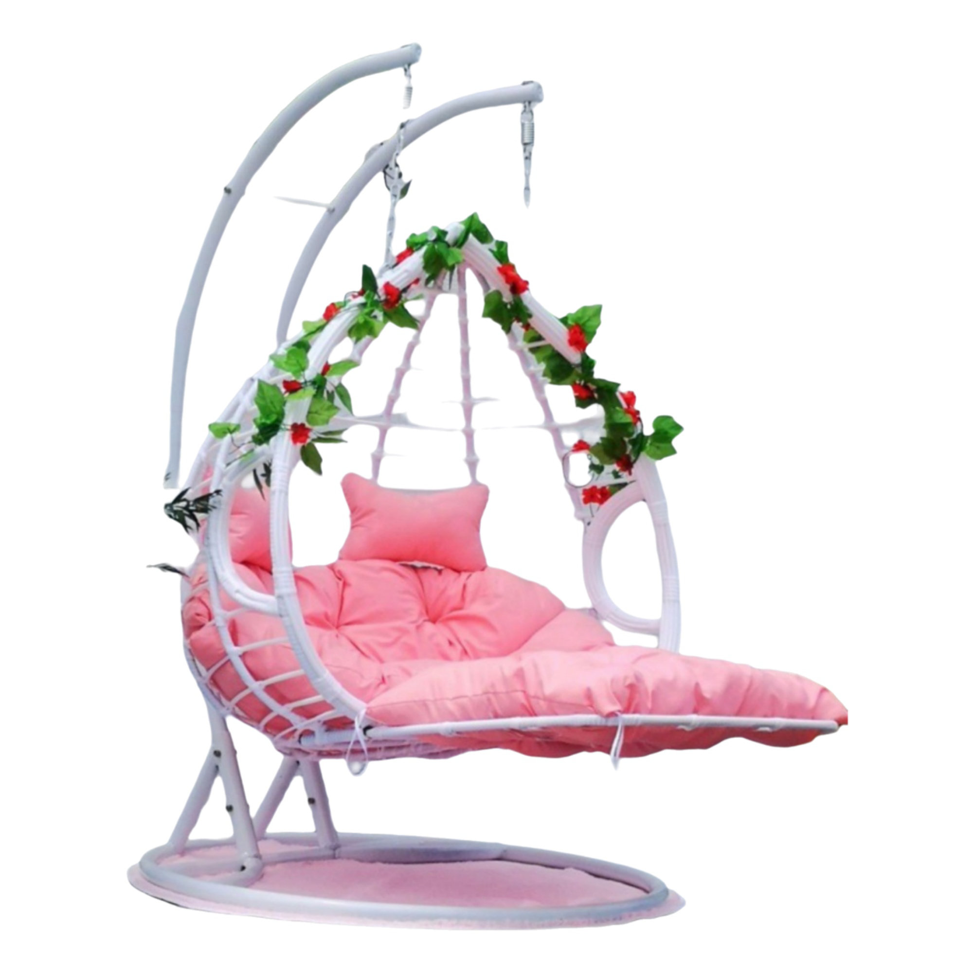 Aufind Outdoor Hanging Basket Chair Double Double Pole Plus Footrest ...