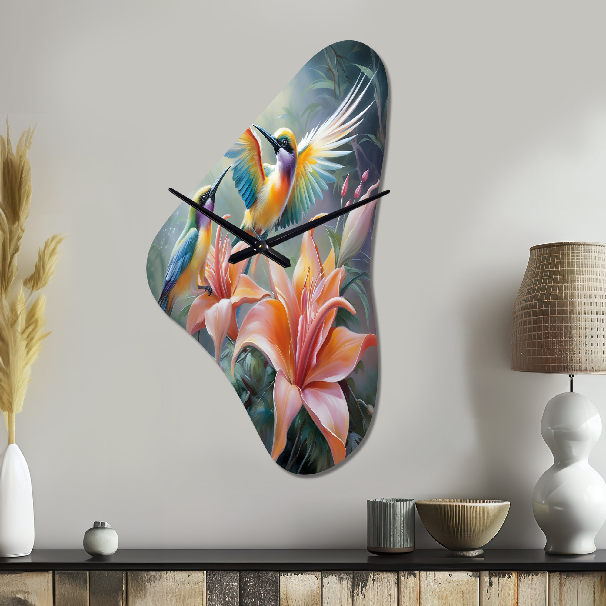 Design Art Tropical Flowers with Beautiful Bird - Birds Of Paradise ...