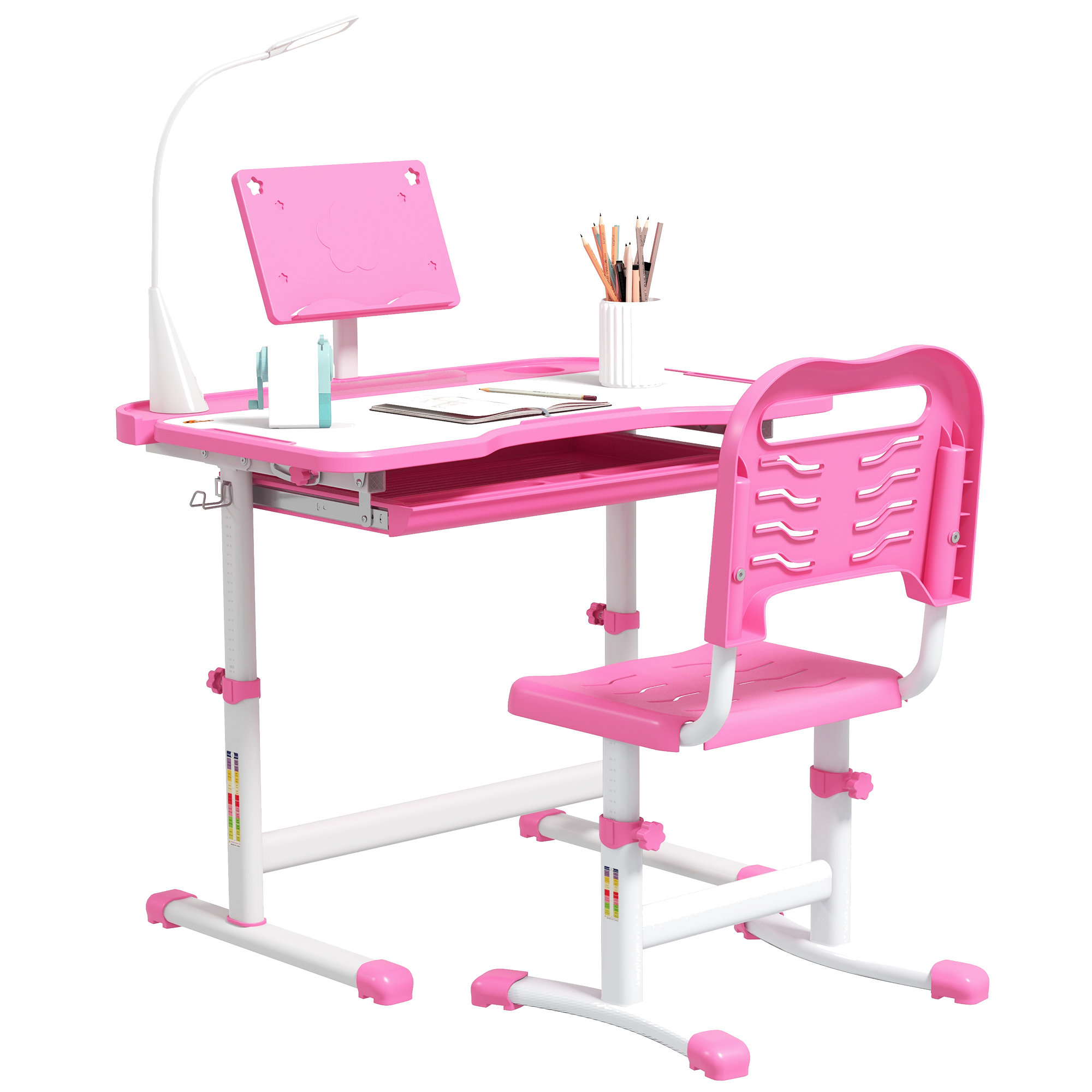 Zoomie Kids Kids Desk And Chair Set Height Adjustable Student Writing ...