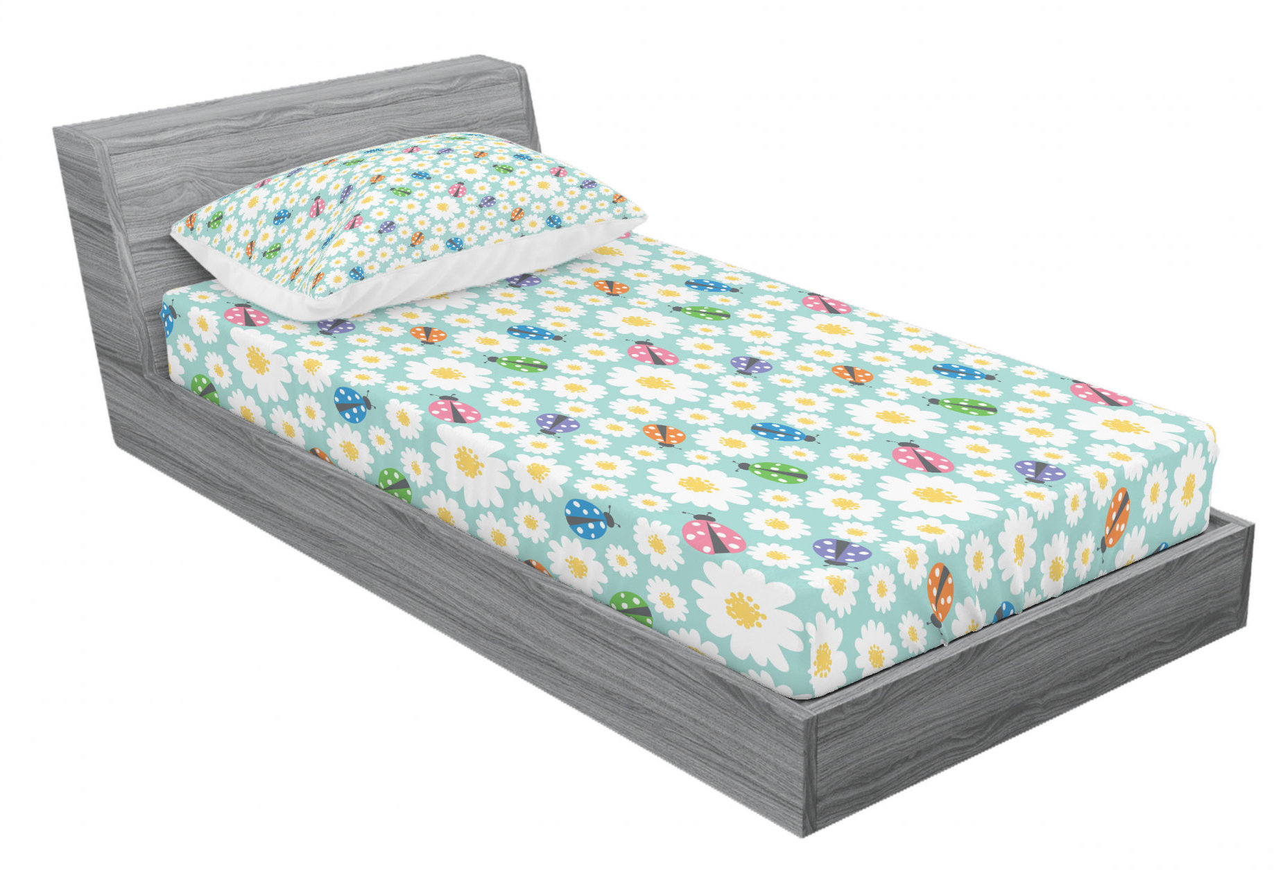 Ambesonne Ladybugs Floral Sheet Set | Wayfair