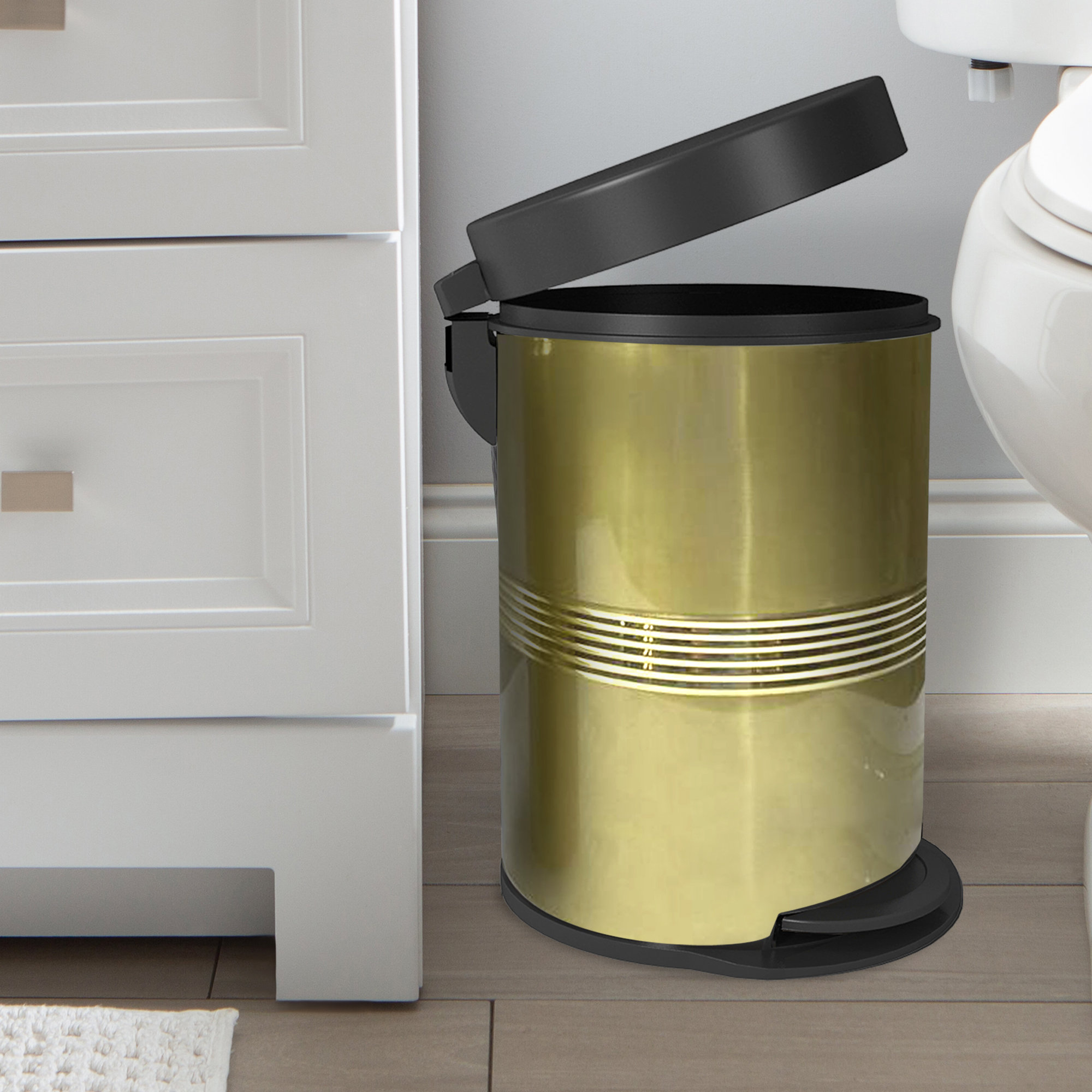 Nu Steel Stainless Steel Step Garbage Trash Can With Lid: 5 Litre/1.32 ...