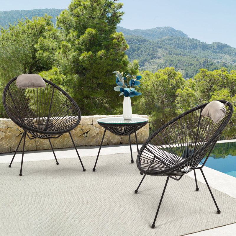 Corrigan Studio® 3 Piece Acapulco Patio Chair Set with Coffee Table and ...