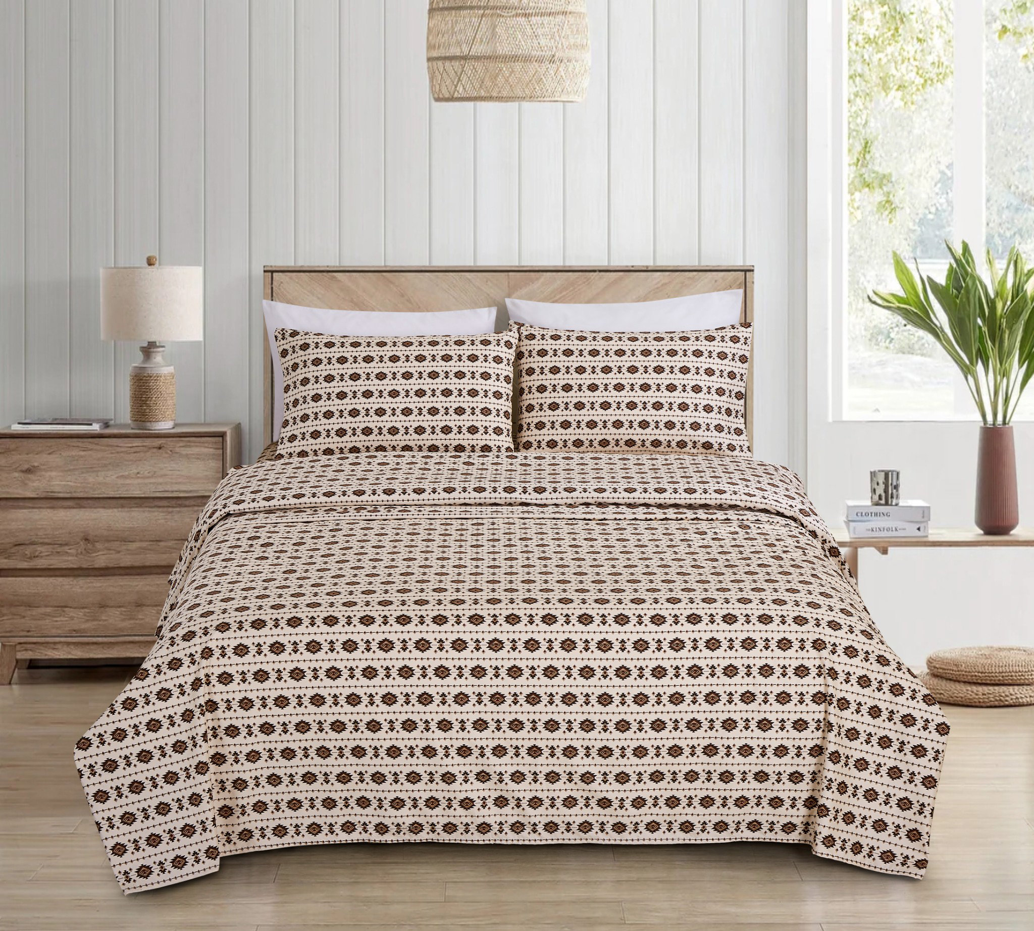 Chezmoi Collection Lodge Geometric Printed Microfiber Sheet Set | Wayfair