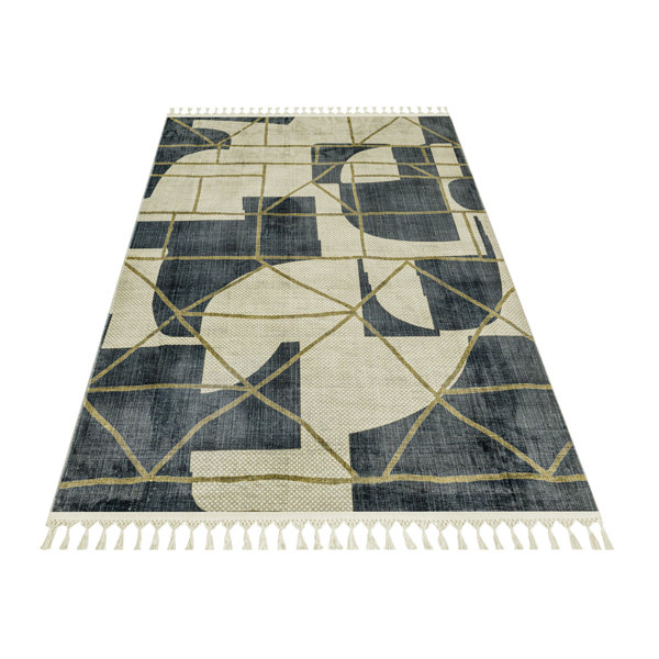 Hargun Pranathi Navy Blue Machine Woven Geometric Area Rug | Wayfair.co.uk