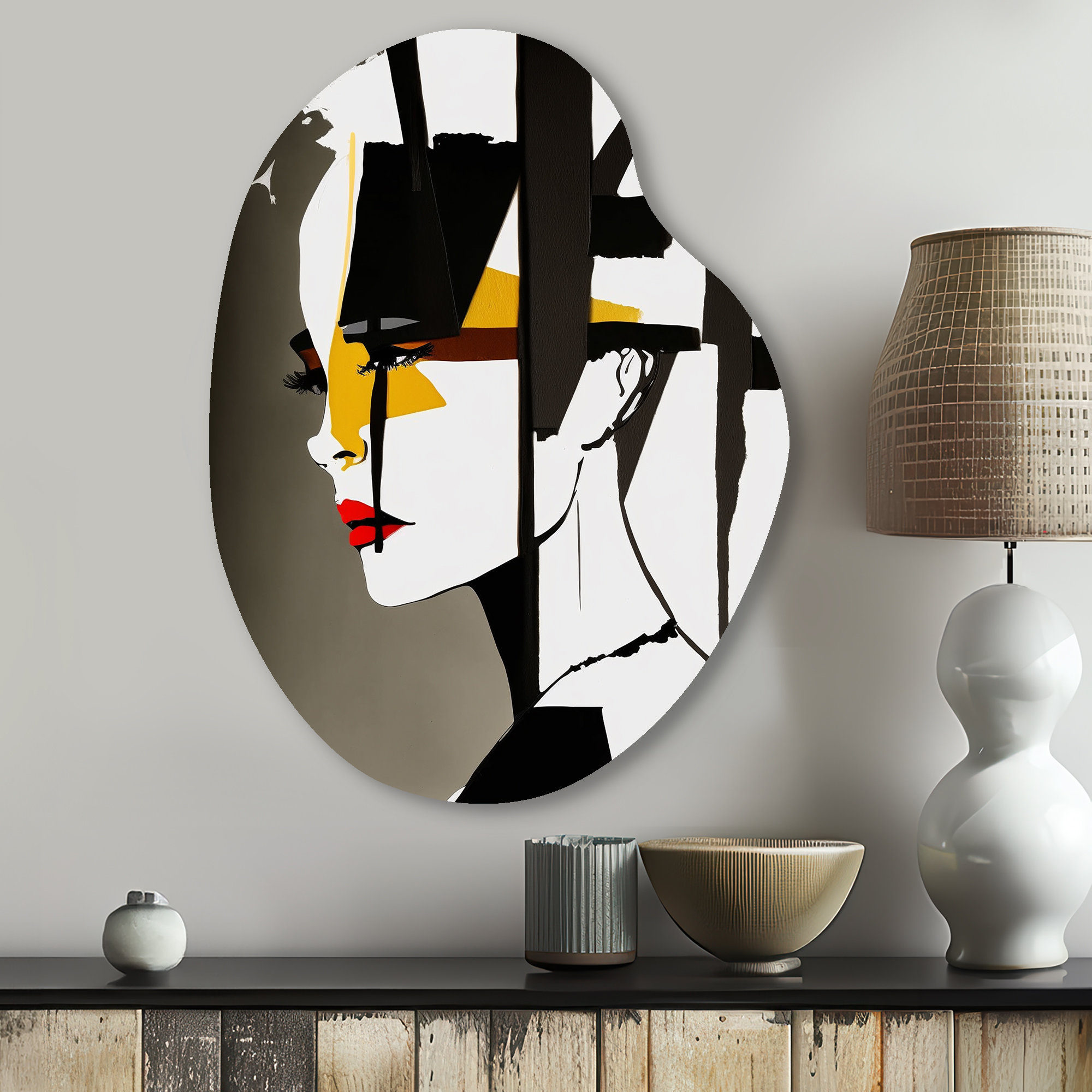 Lark Manor™ Street Art Profile In Yellow And Black - Modern Woman Pear ...