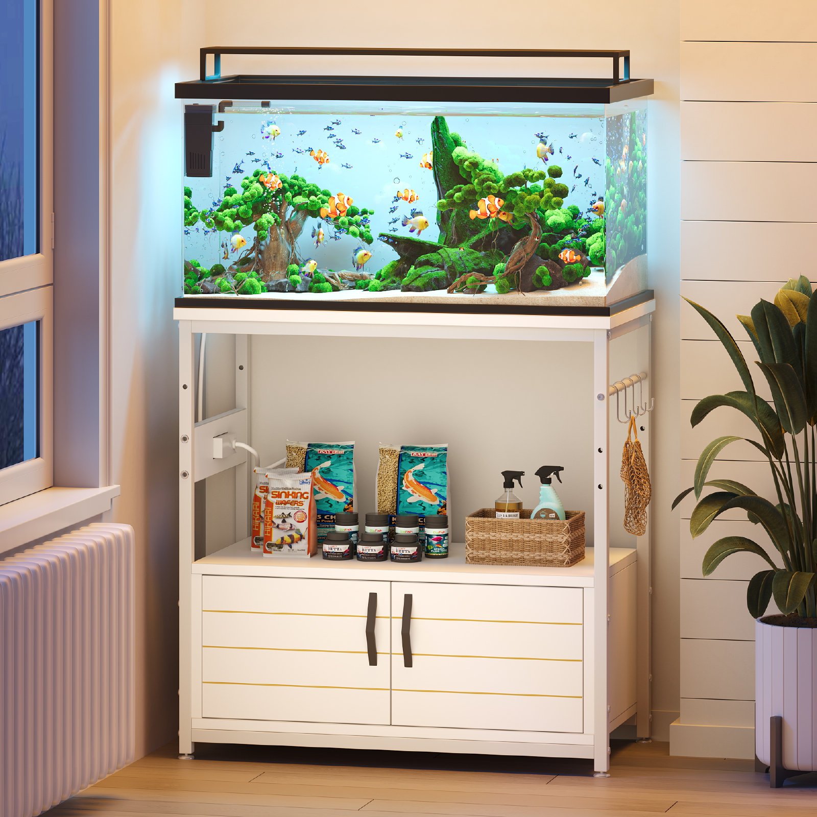 Latitude Run® 20-29 Gallon Aquarium Stand with Power Outlet, BlackFish ...
