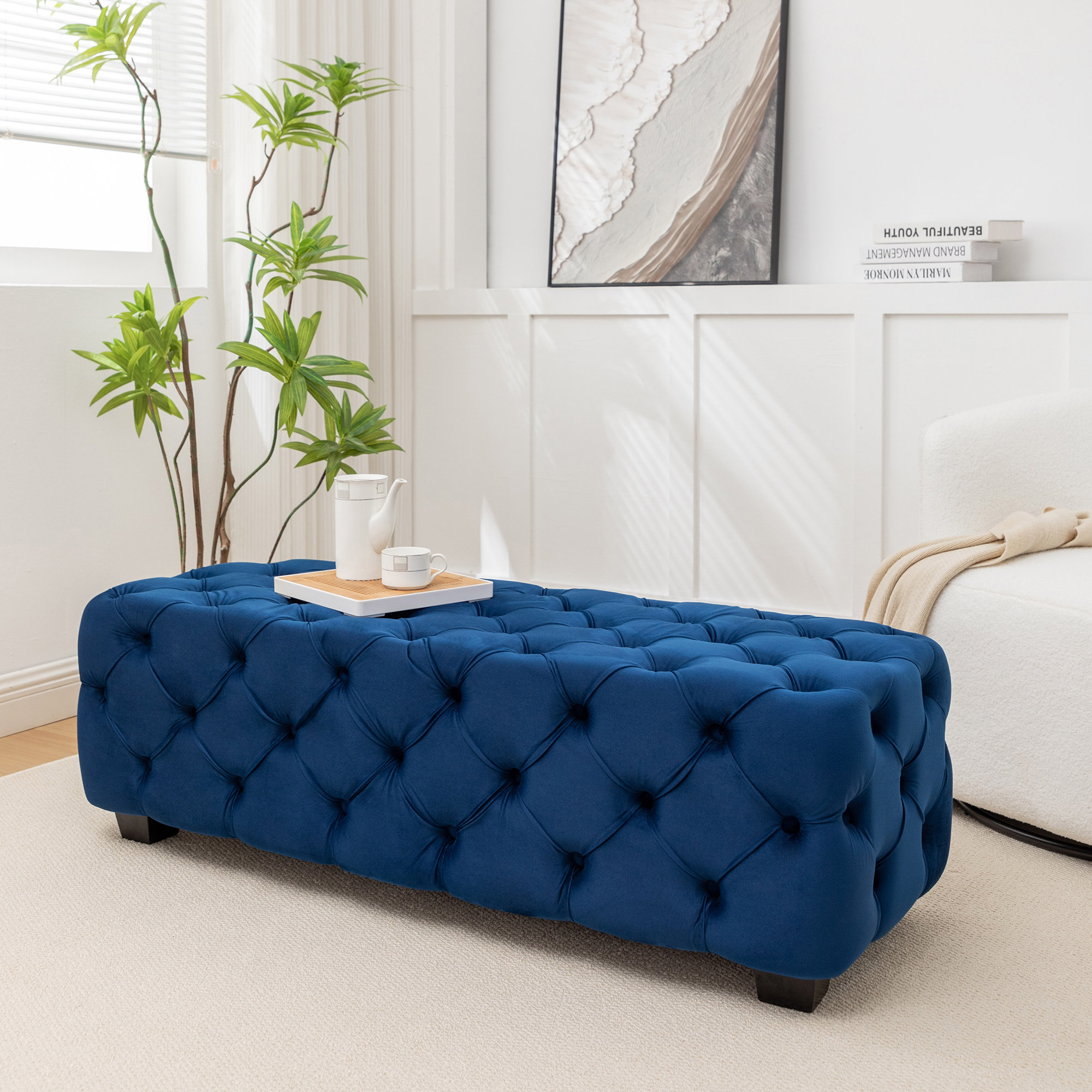 Willa Arlo™ Interiors Juno Velvet Tufted Rectangle Cocktail Ottoman