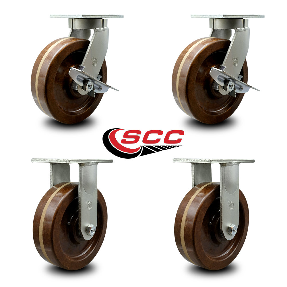 Service Caster 4 Piece Heavy Duty High Temp Phenolic Caster Set | Wayfair