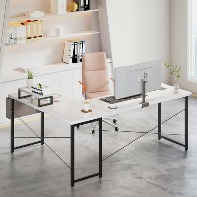 Inbox Zero Bengoa L-Shaped Metal Base Writing Desk & Reviews | Wayfair