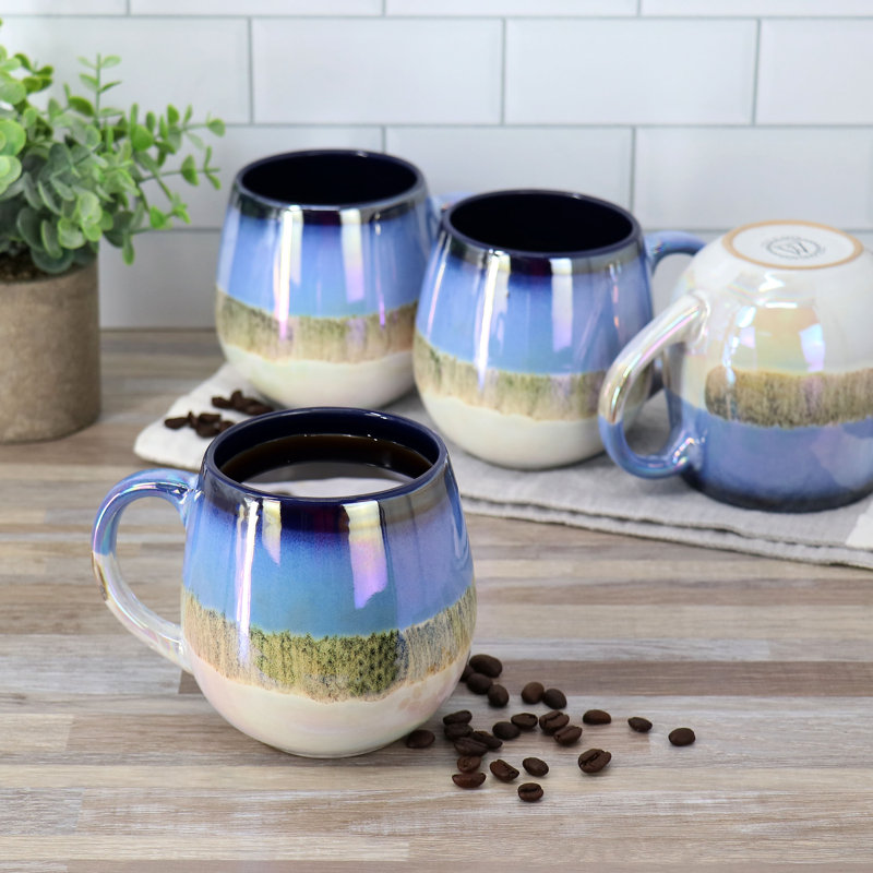 Gibson Meritage Luster 4 Piece 19.6 Ounce Reactive Glaze Stoneware Mug ...