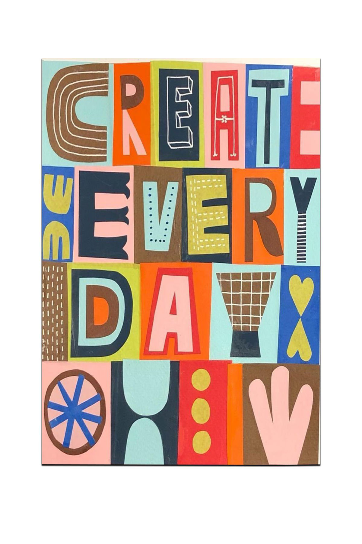 Red Barrel Studio® "Create Every Day" Colorful and Text Woven Base Rug ...
