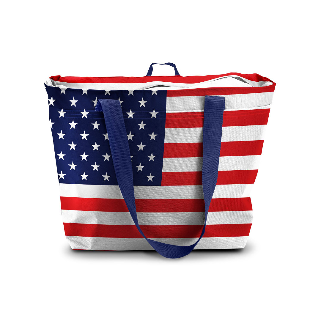 Ebern Designs American Flag Cooler Tote Bag Insulated, Large Tote Bag ...