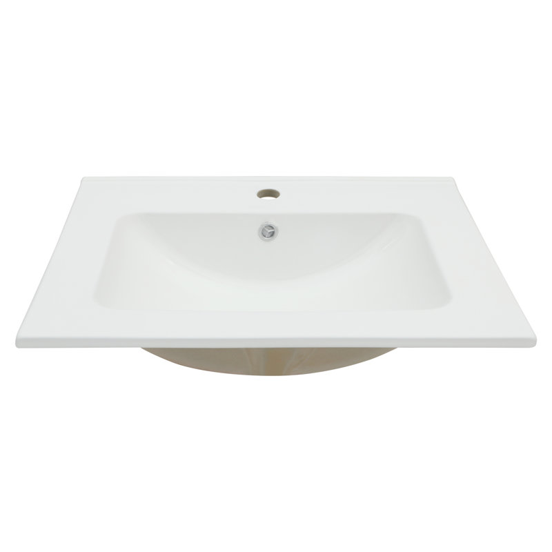Mocoloo 24" White Rectangular Single Vanity Top with Faucet Hole and ...