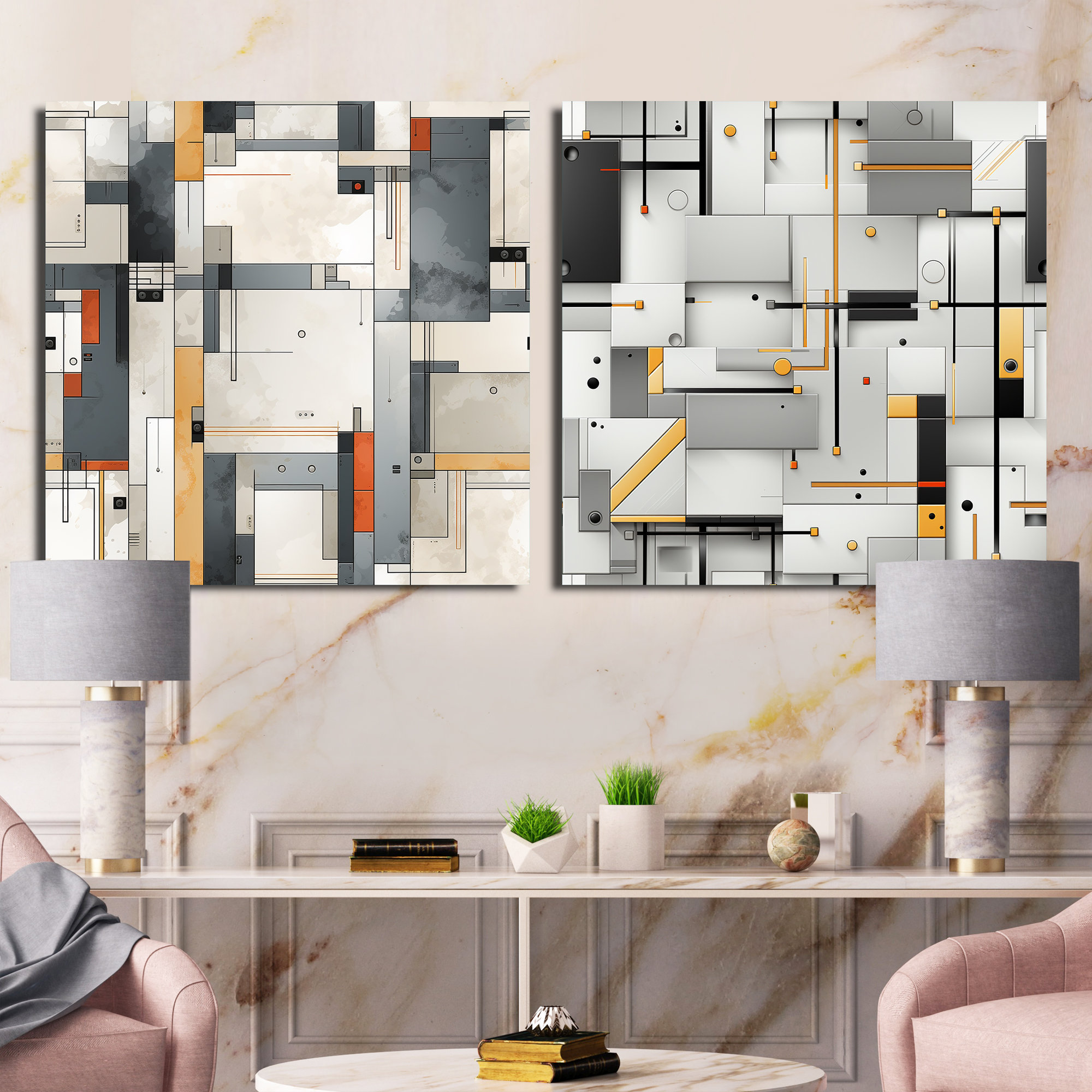 Design Art Concrete Grey Quadrants Pattern - Abstract Shapes Square ...