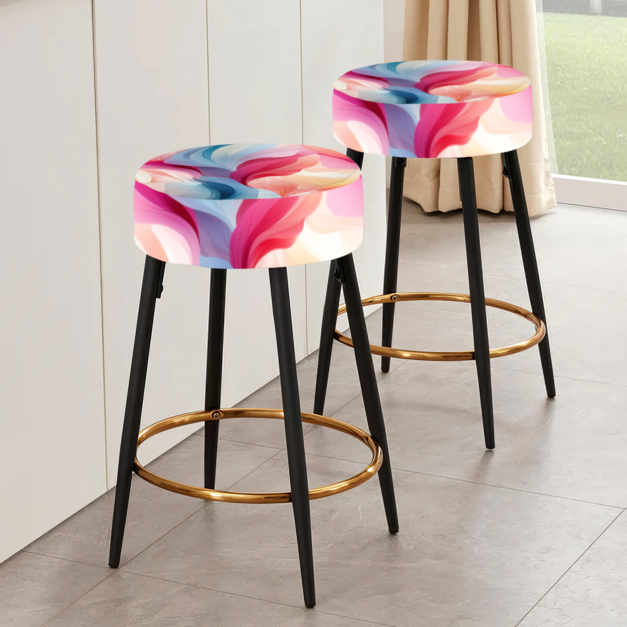 Design Art Ethereal Expression - Abstract Bar Stools Set Of 2 | Wayfair