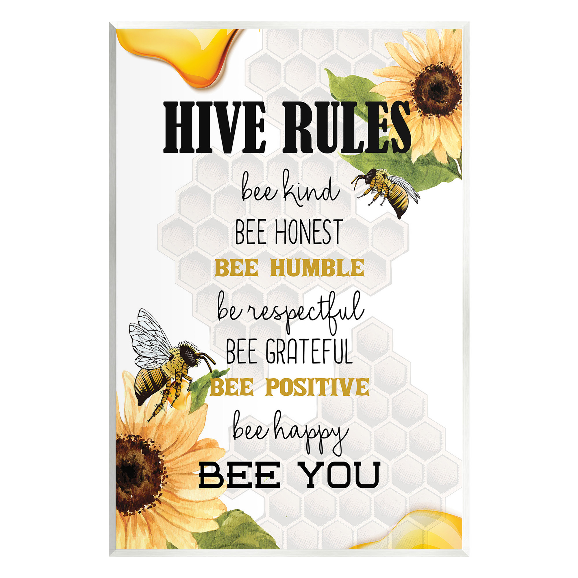 Stupell Industries Bee Hive Rules Wall Plaque Art by Kim Allen | Wayfair
