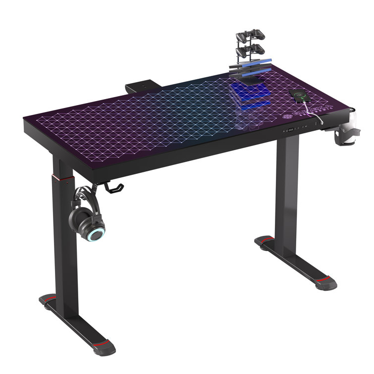 Blue Elephant Adjustable Glass Top Metal Base Standing Desk | Wayfair.co.uk