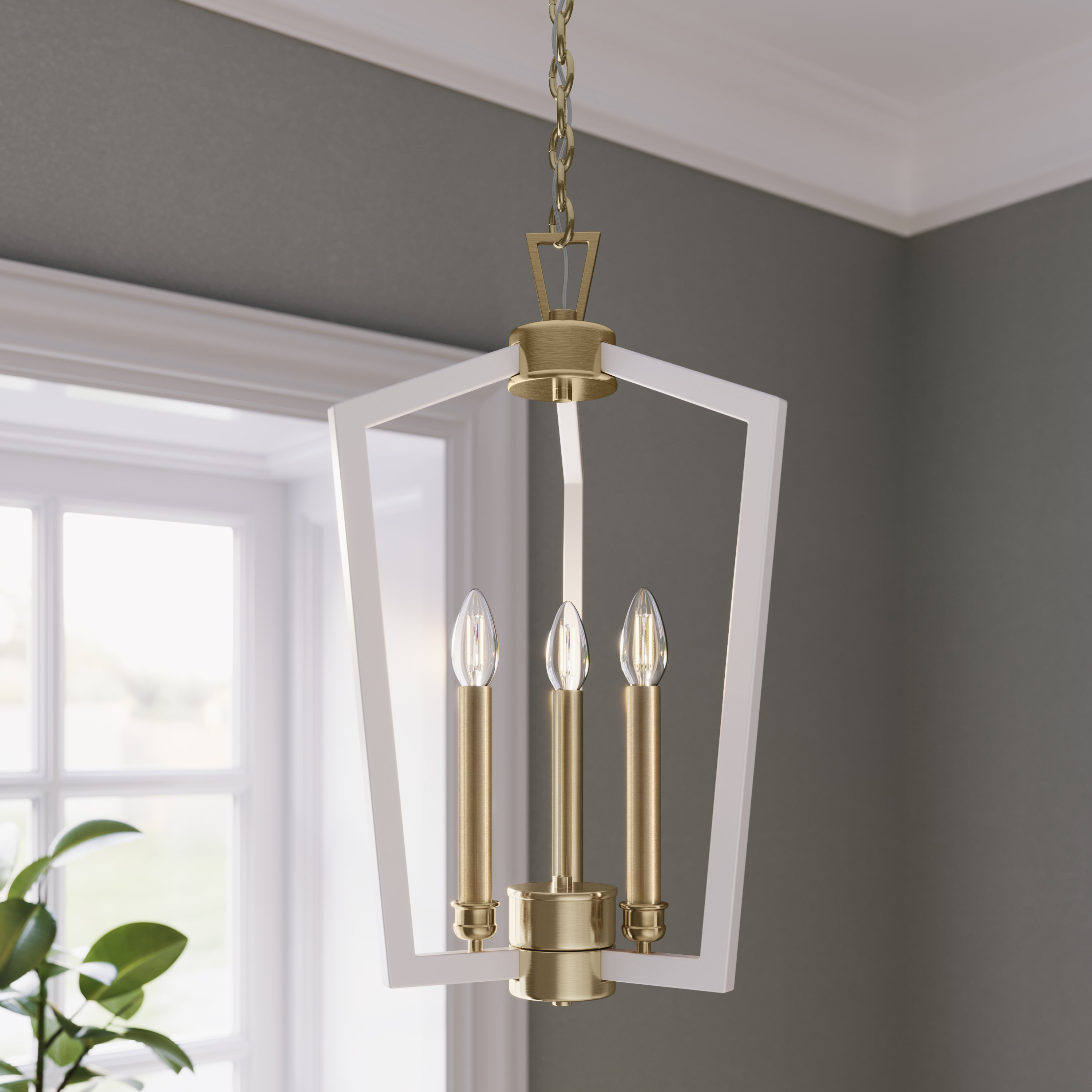 Mercer41 Dion 3 Light Pendant Light in Matte White/Modern Gold | Wayfair