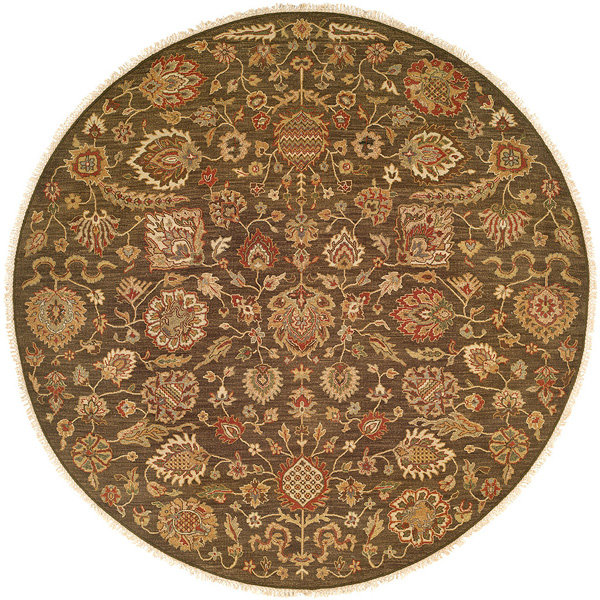 Bungalow Rose Maryonna Floral Hand-Knotted Wool Area Rug in Brown | Wayfair