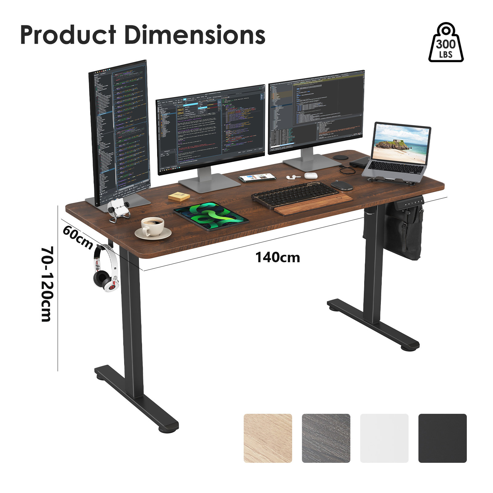17 Stories 140cm Electric Height Adjustable Home Office Standing Desk ...