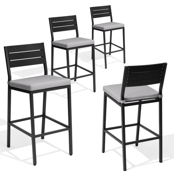 Latitude Run® Pershing Metal Outdoor 26.8'' Counter Stool with Cushion ...