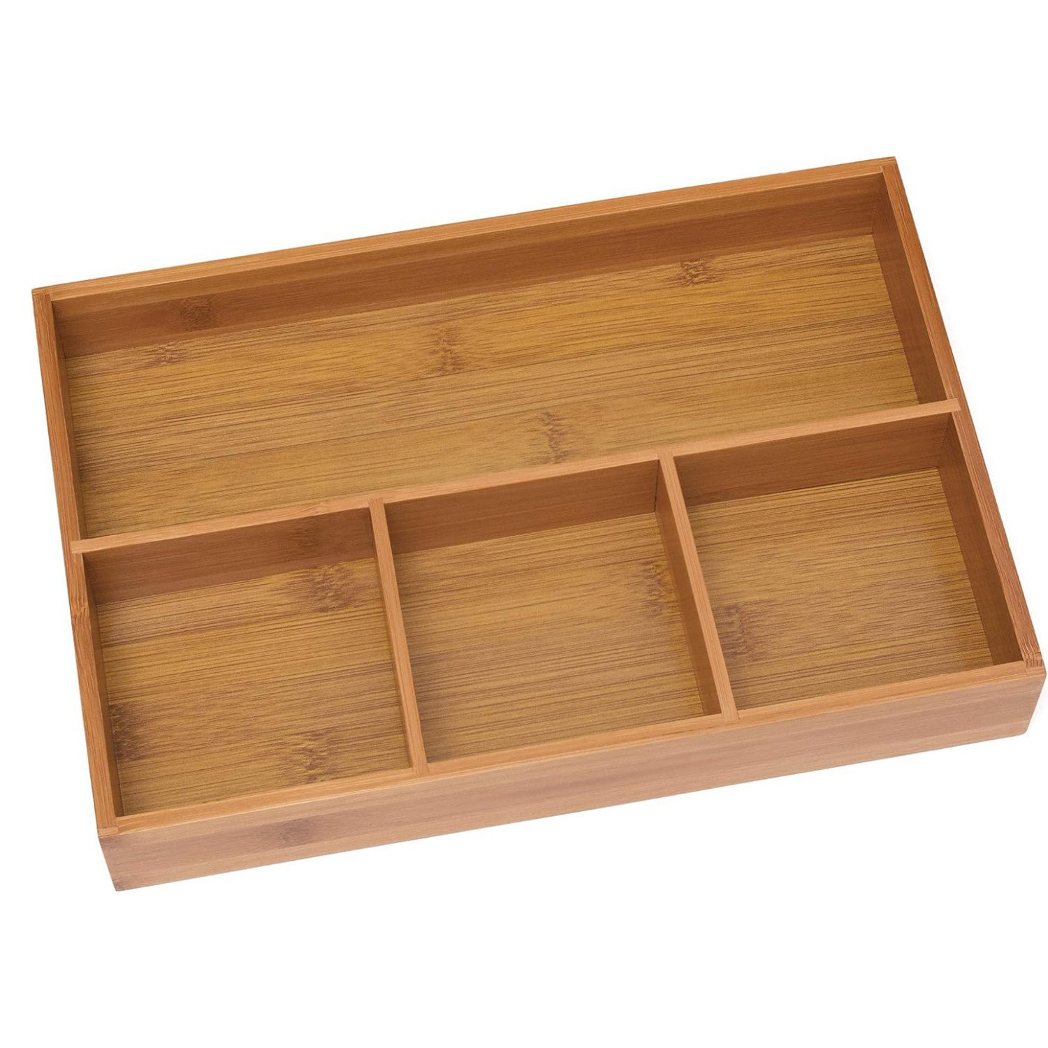 Inbox Zero Bamboo Wood 4-Compartment Organizer Tray | Wayfair