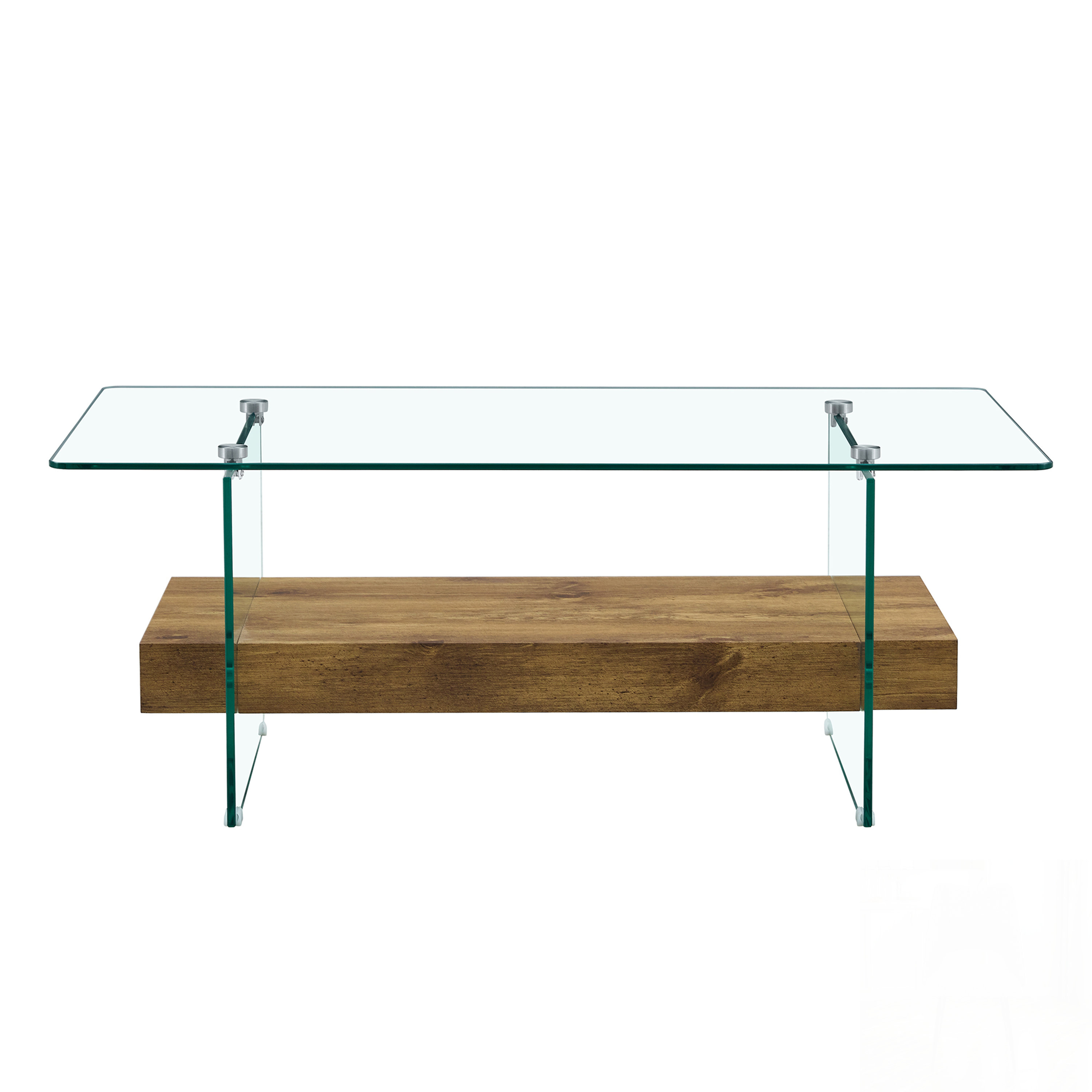 George Oliver sturdy double-layer coffee table - tempered glass ...