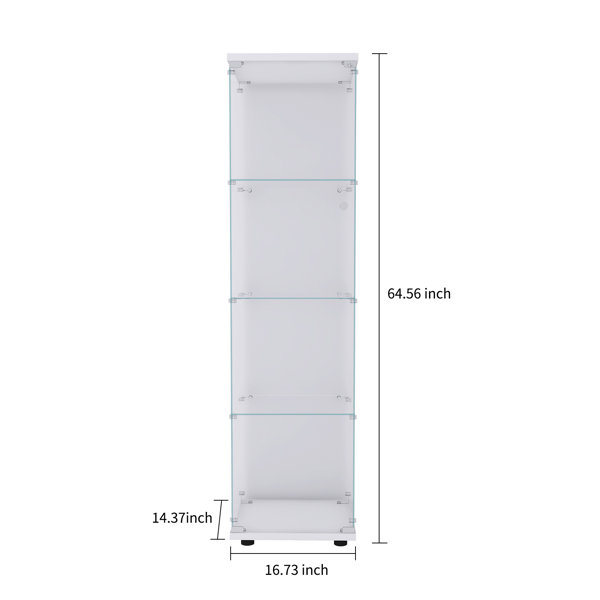 MANMAOHE 4-Tier Glass Display Case With Tempered Glass Shelves & Door ...