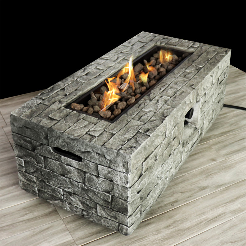 Loon Peak® Fiber Reinforced Concrete Propane/Natural Gas Fire Pit Table ...