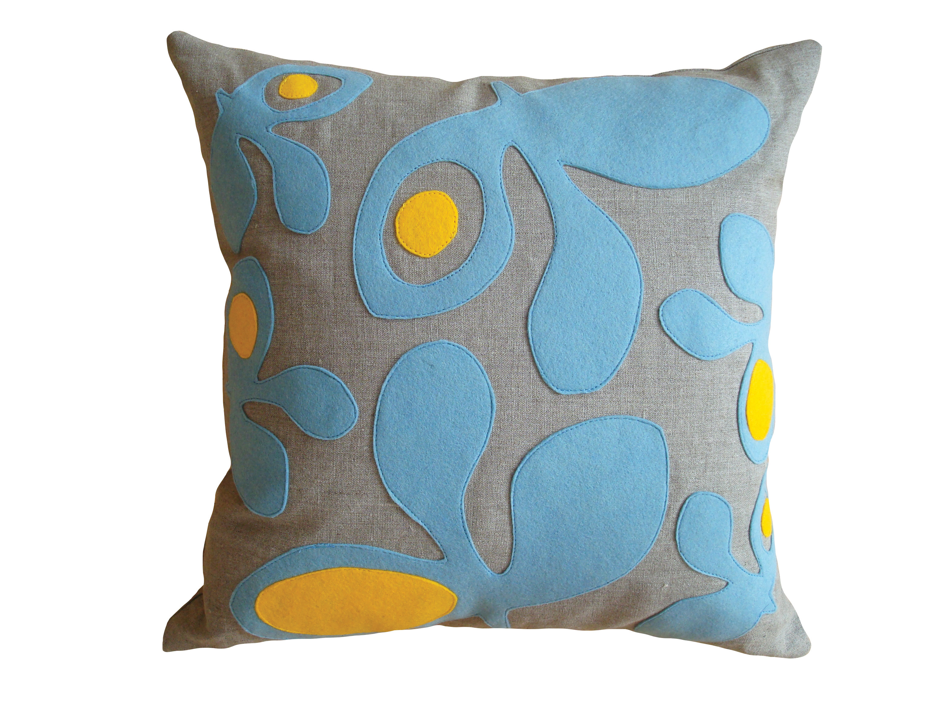 Balanced Design Applique Pods 100% Linen Throw Pillow Cover & Insert ...