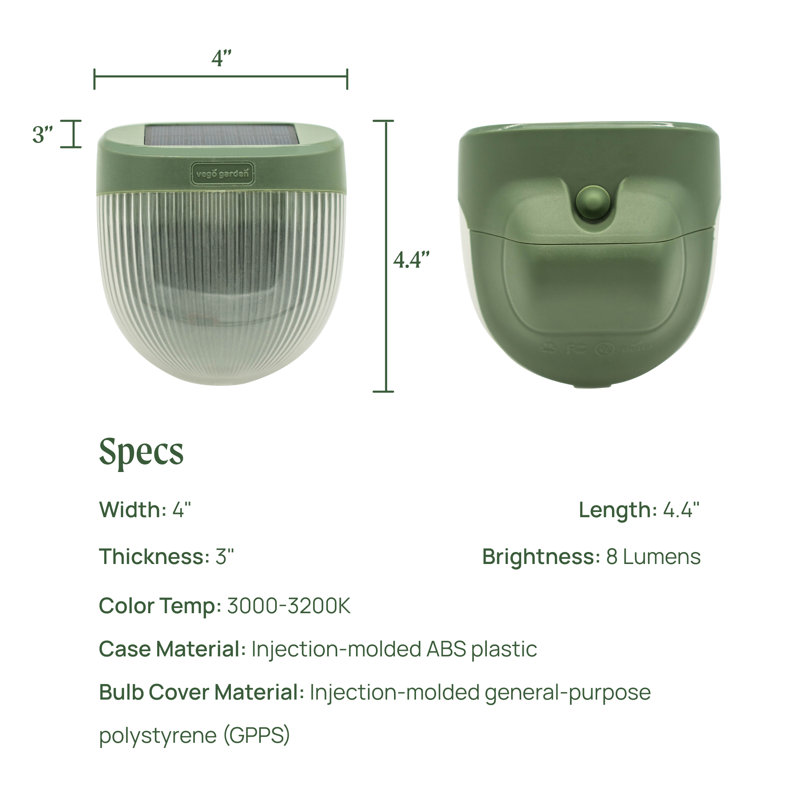 Vego Garden Add ons Rippled Outdoor Waterproof Solar Powered Integrated ...