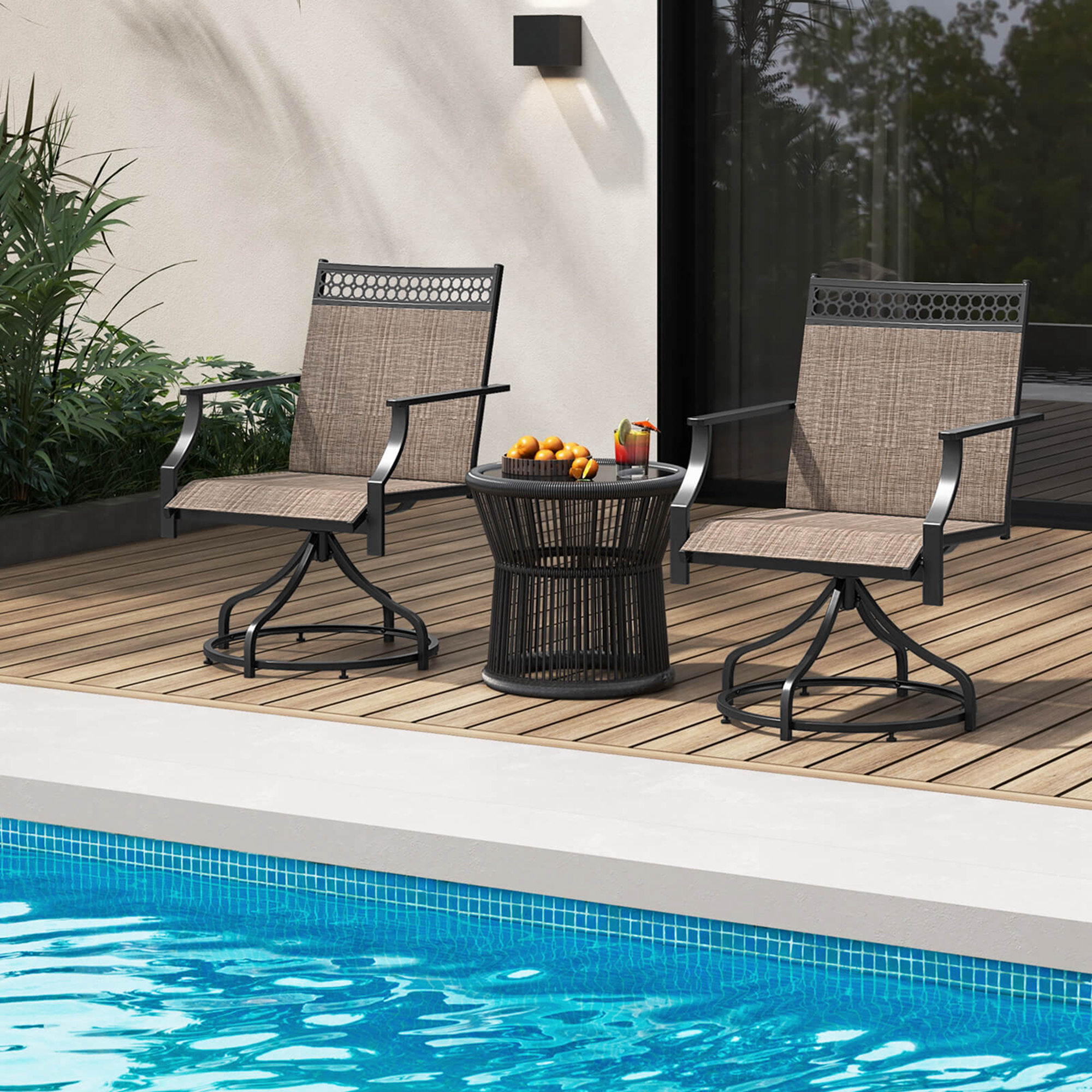 Red Barrel Studio® Patio Swivel Dining Chairs Set Of 2 With Quick ...