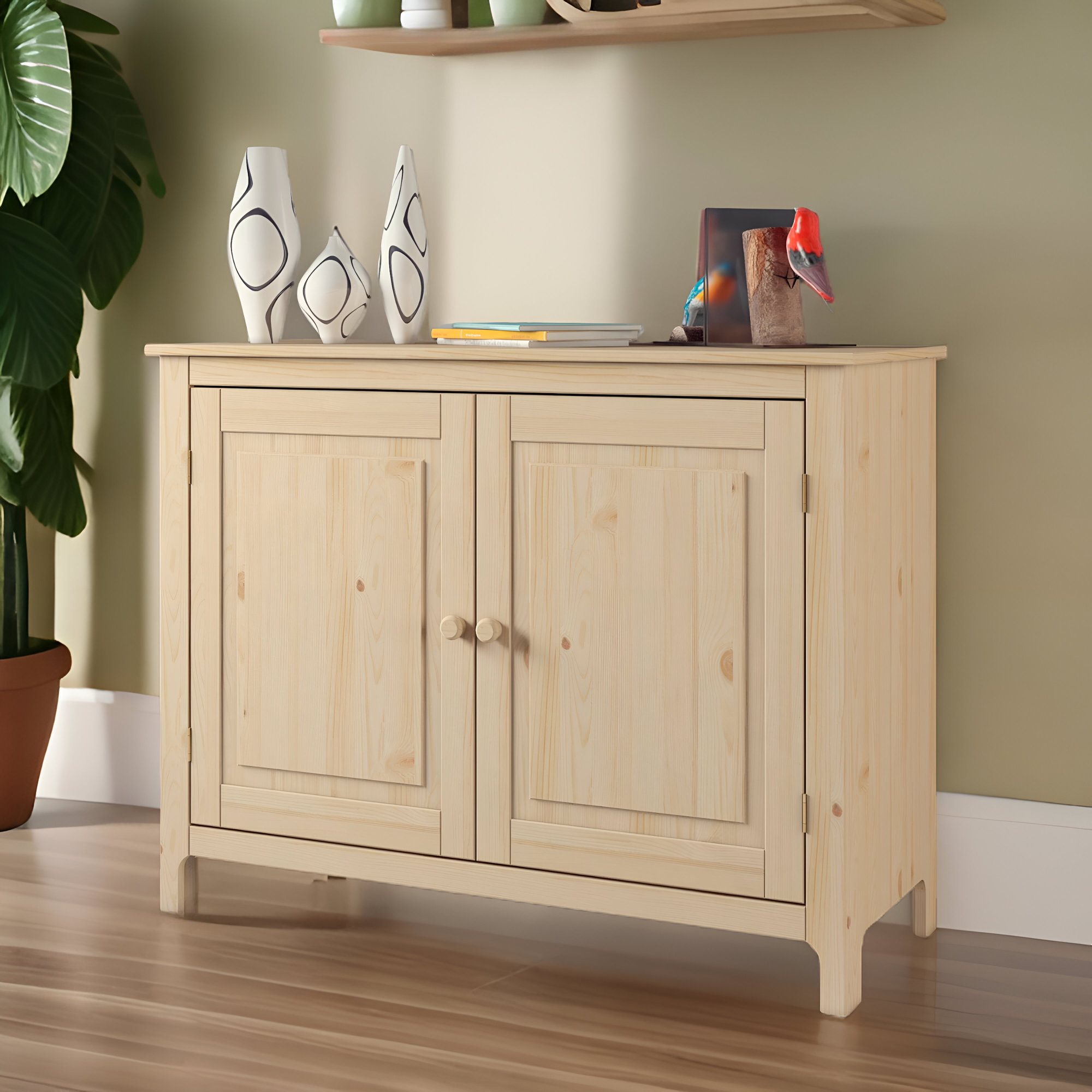 Ebern Designs Antwane Sideboards & Buffets 43.97" Wide 2 Doors Pine ...