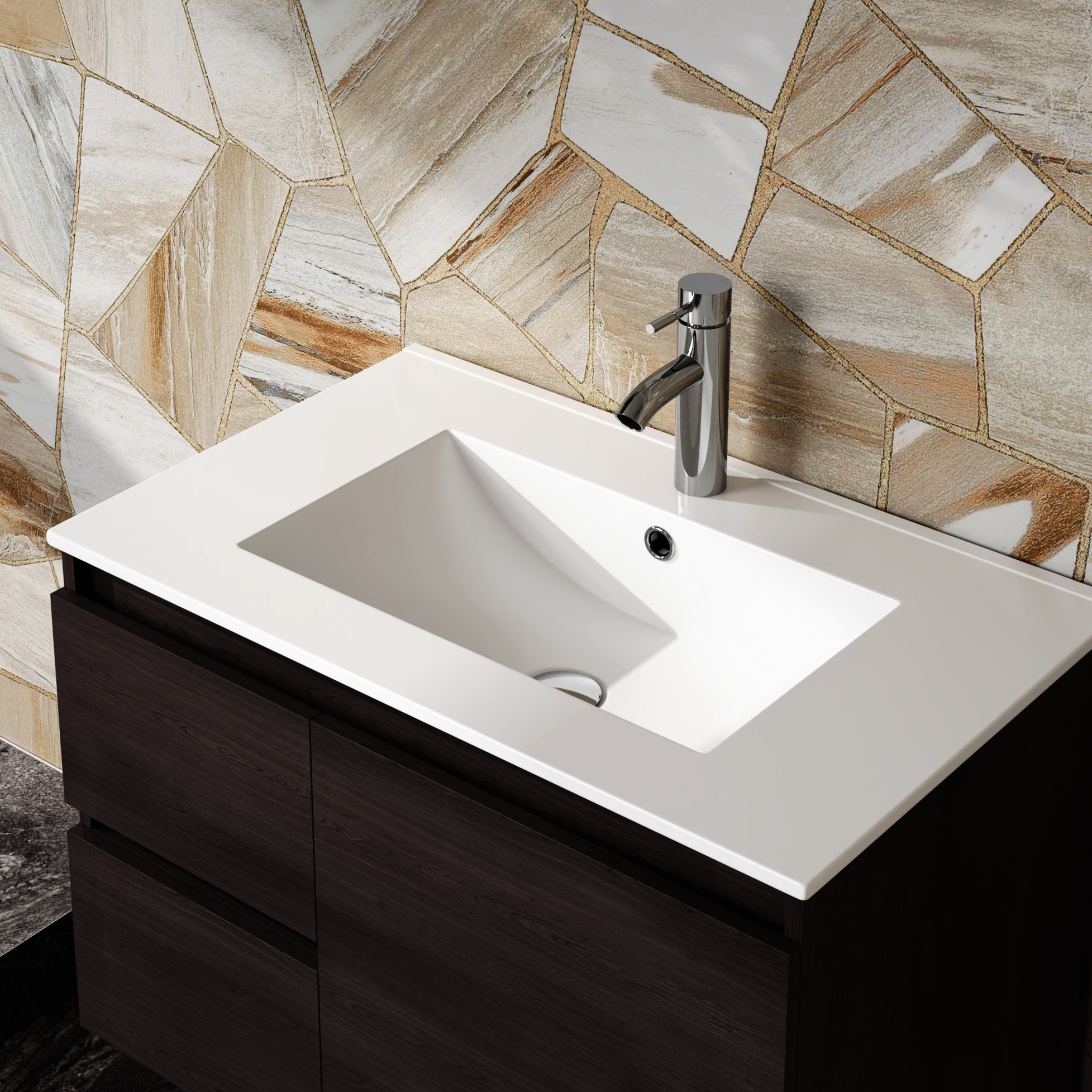 Latitude Run® 24" White Ceramic Drop-In Sink For Bathroom Vanities ...