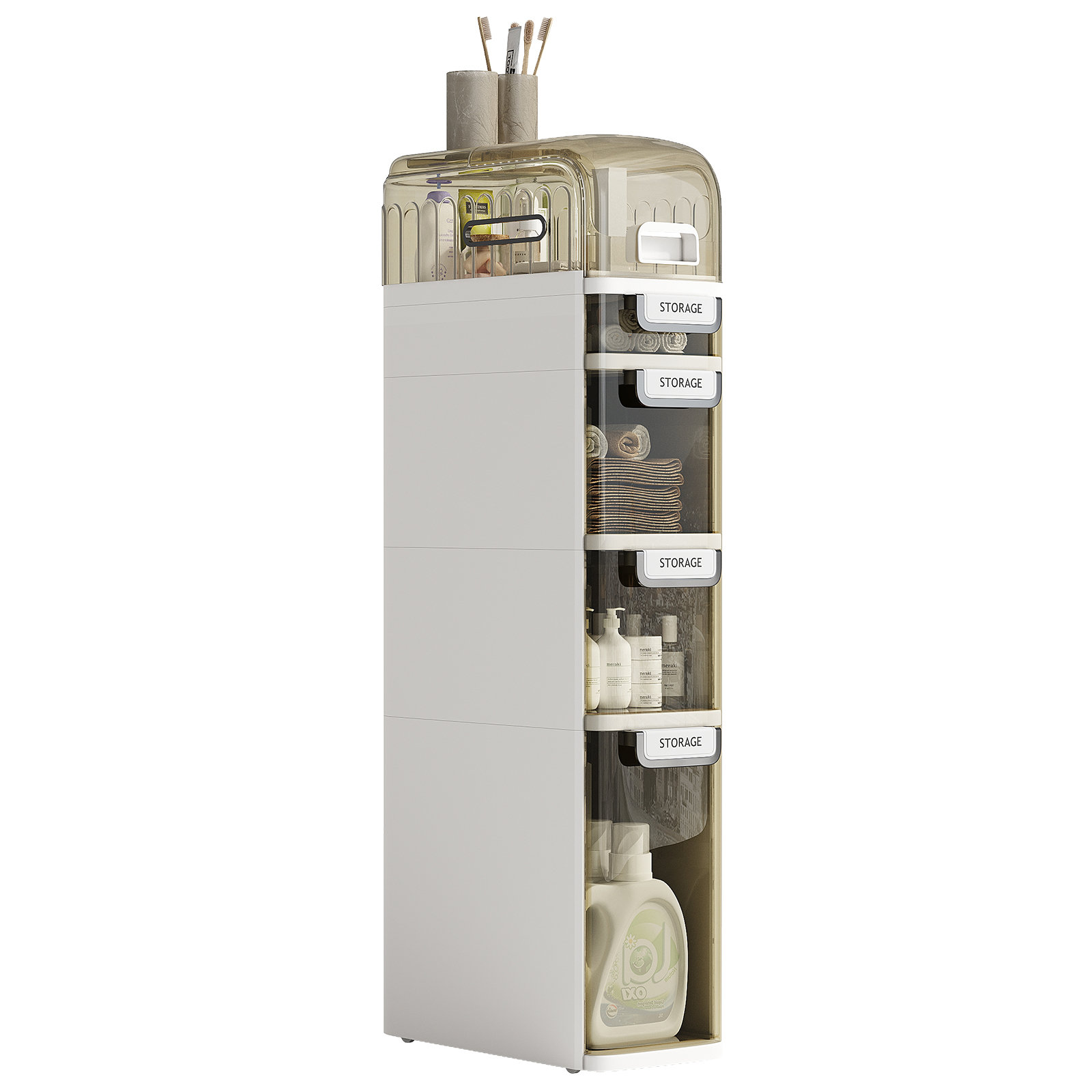 Latitude Run® 4-Drawer Narrow Slim Storage Cart Bathroom Storage ...