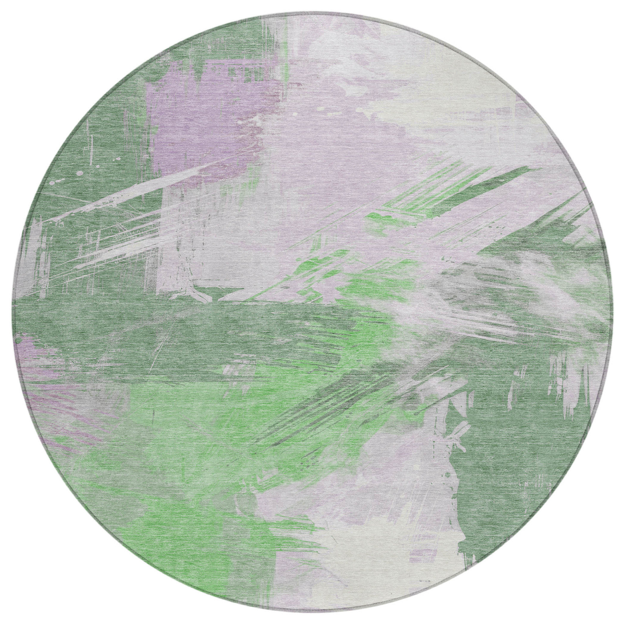 Wrought Studio™ Arpin 8' Green Lavender And Ivory Round Abstract ...