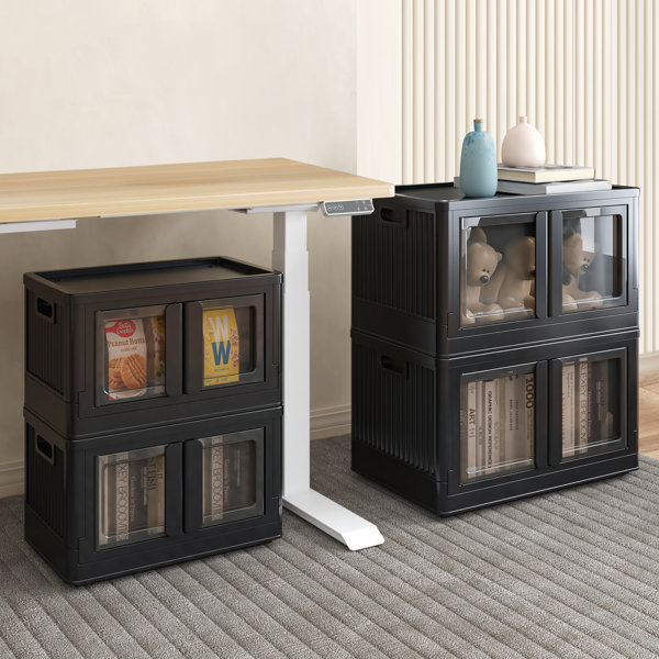 Ebern Designs 8.4Gal Foldable Plastic Storage Bins with Lids and Wheels ...