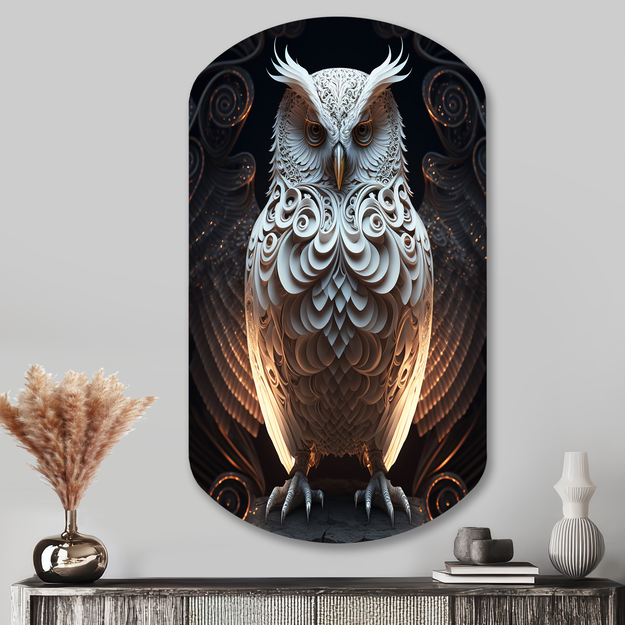 Millwood Pines Luminous White Owl I - Animals Owl Cylinder Shape ...
